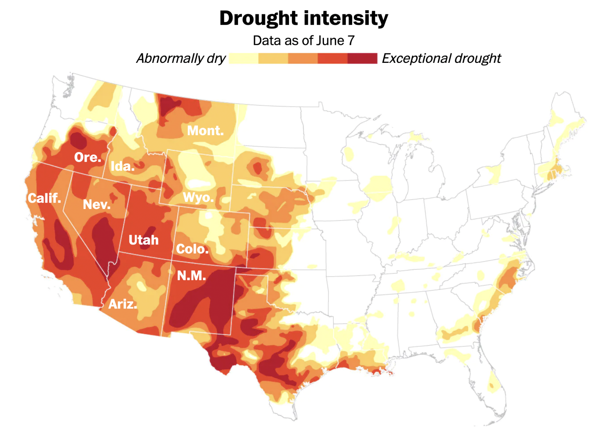 These maps illustrate the seriousness of the western drought in the U.S.